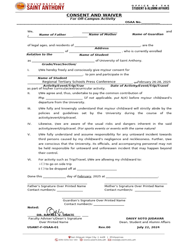 Consent and Waiver RTSPC (1) | PDF | Common Law