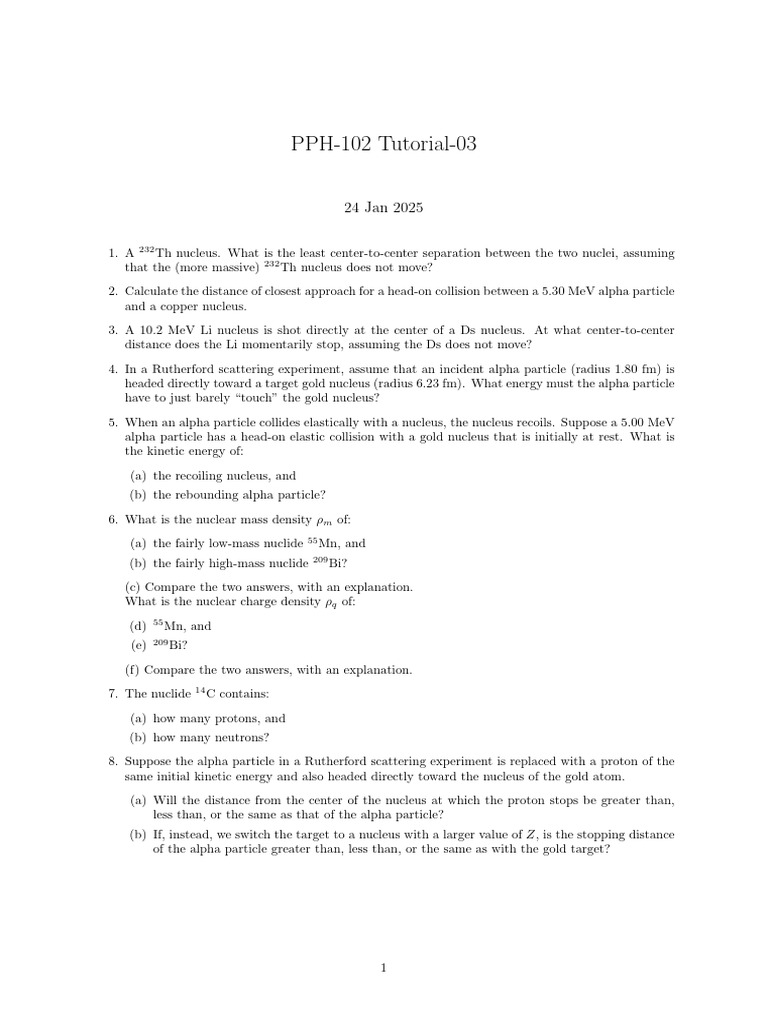 PPH102 Tutorial3 | PDF