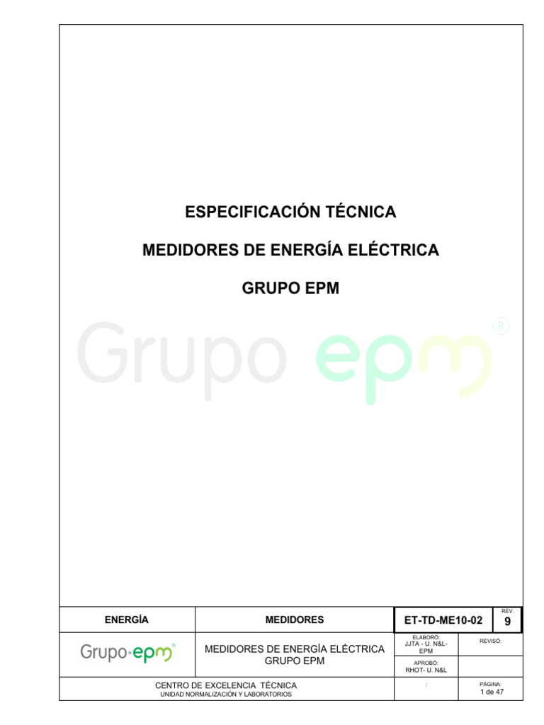 ET-TD-ME10-02 Medidor Energía_V9 | PDF | Laboratorios | Muestreo ...