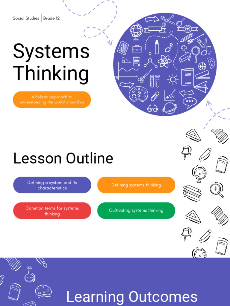 Systems Thinking Education Presentation in Blue Orange and Green Lined ...