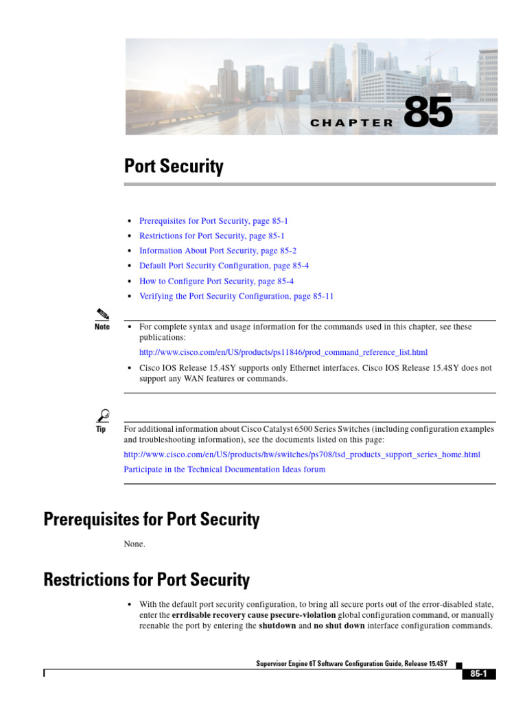 Port Security Configuration Guide 15.4SY | PDF | Computer Science | Computer Networking