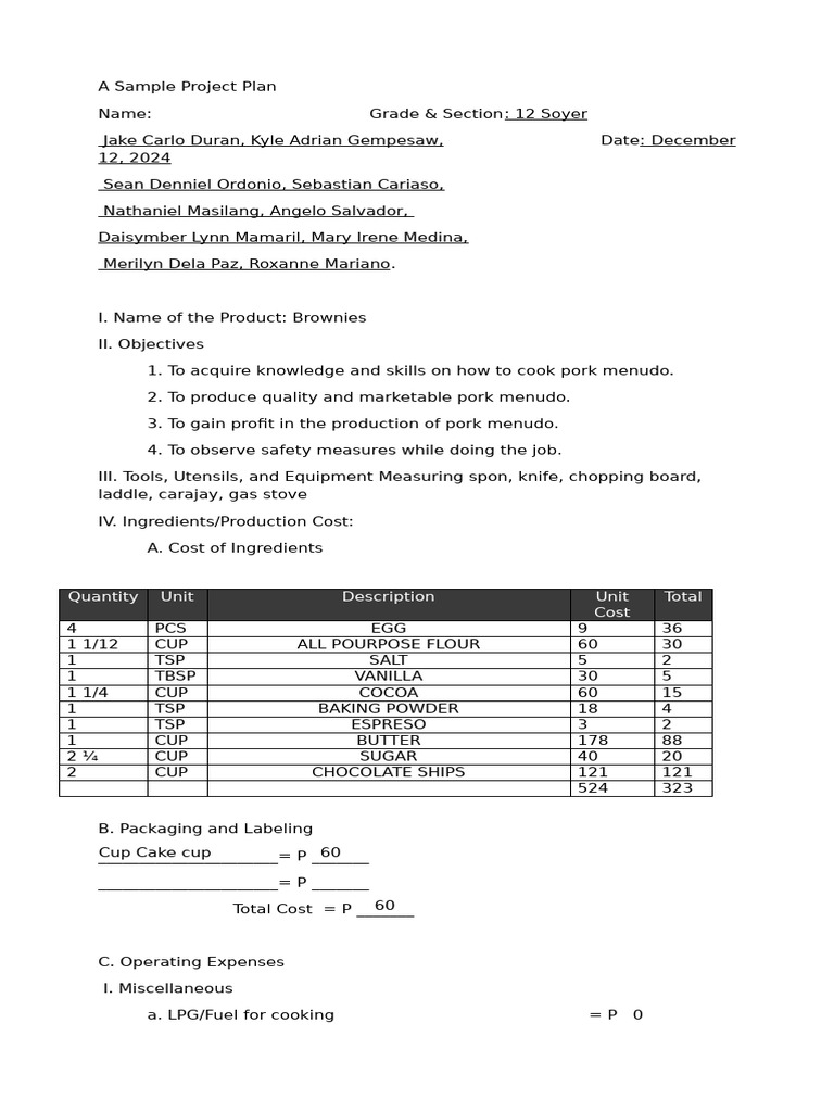 Costing | PDF | Cakes | Foods
