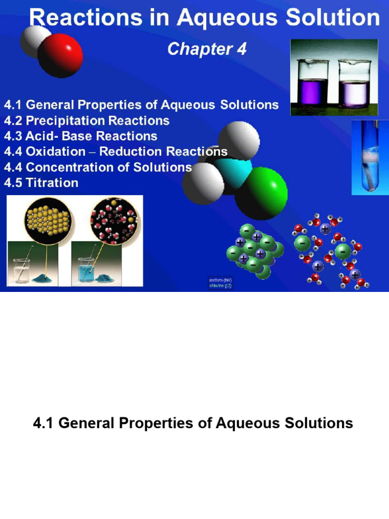 Reactions in Aqueous Solutions | PDF | Concentration | Electrolyte