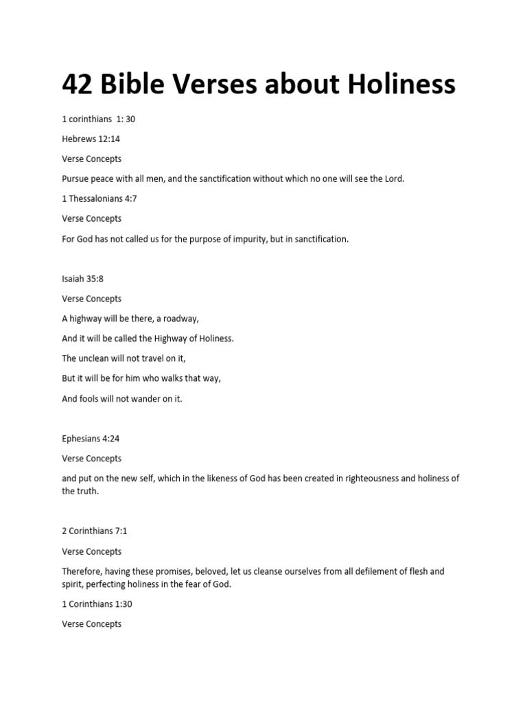 42 Bible Verses on Holiness | PDF | Glory (Religion) | Book Of Leviticus