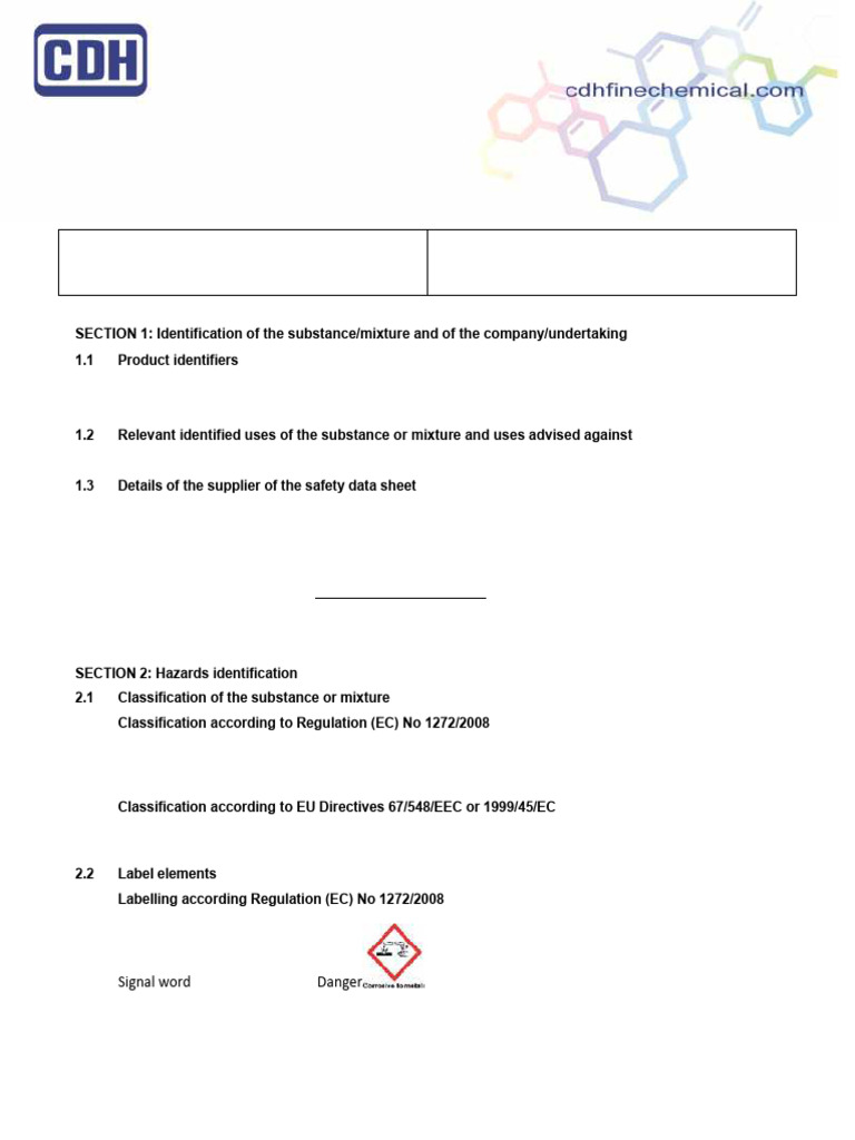 Sulphuric Acid Safety Data Sheet | PDF | Chemical Substances | Materials