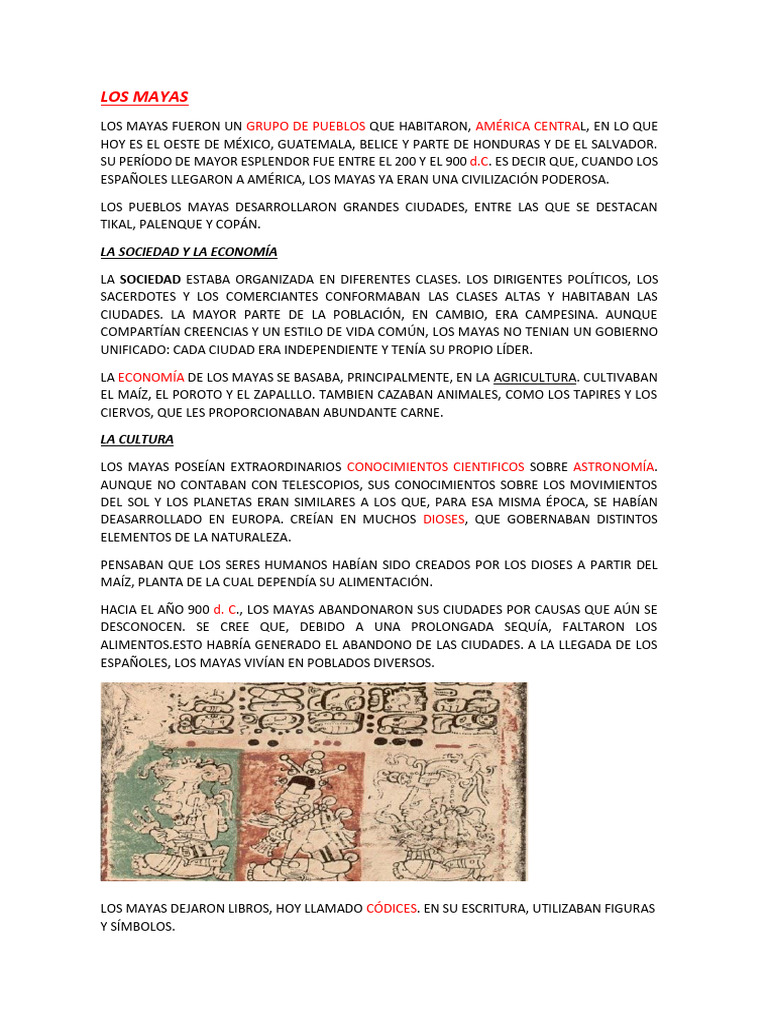 Los Mayas - Informacion y Actividades | PDF | Civilización maya
