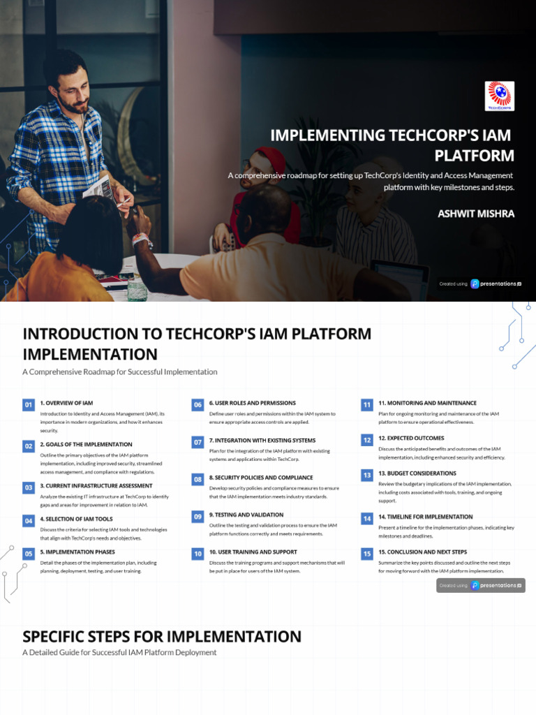 Implementation Plan For TechCorp's IAM Platform | PDF