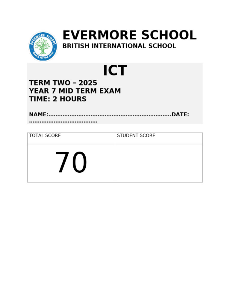 Year 7 ICT MID TERM 2 2025 | PDF | Page Layout | Internet