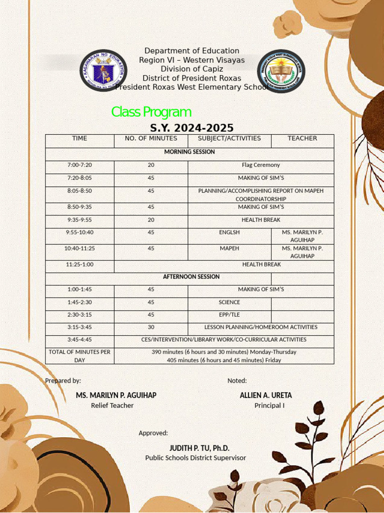 TEACHER'S PROGRAM | PDF