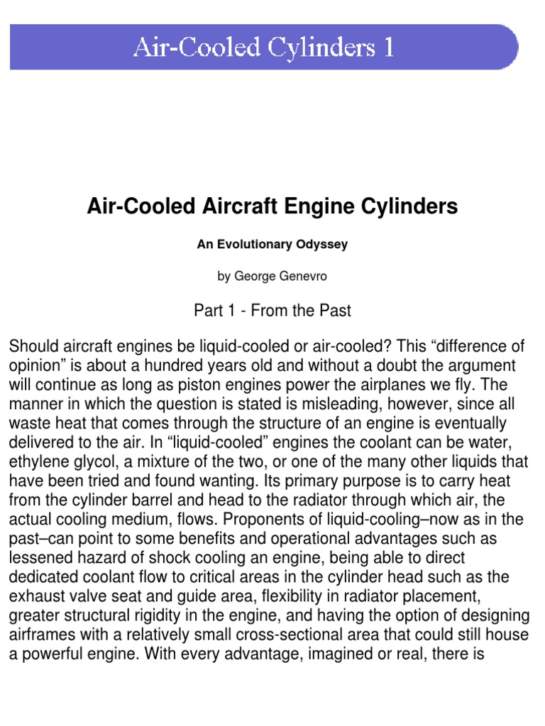 Air-Cooled Aircraft Engine Evolution | PDF | Cylinder (Engine) | Engines