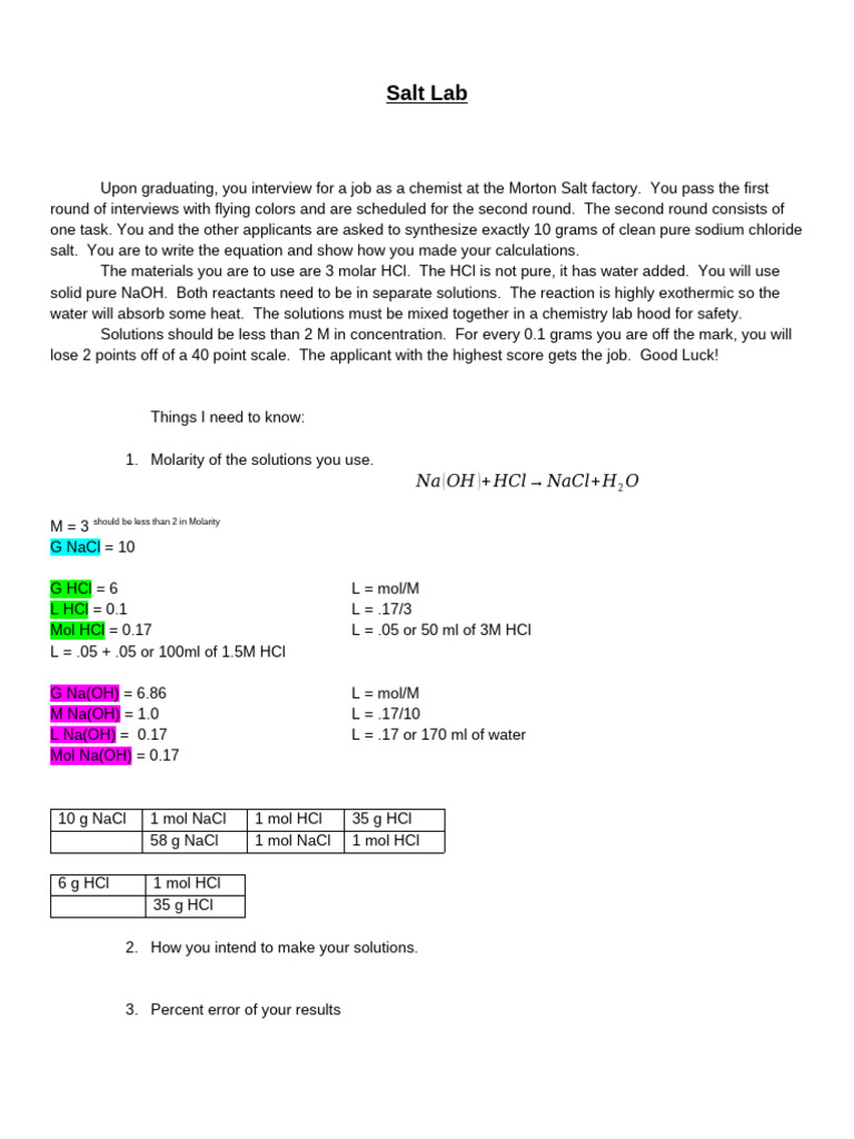 Salt Lab | PDF