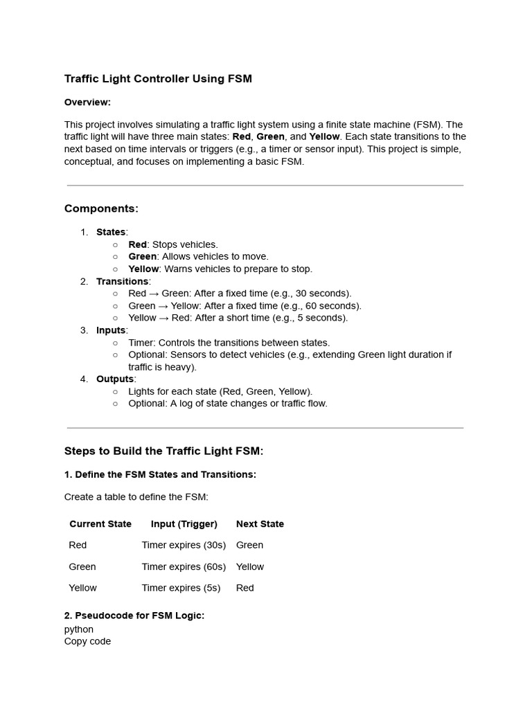 Traffic Light Controller Using FSM | PDF | Traffic Light | Traffic
