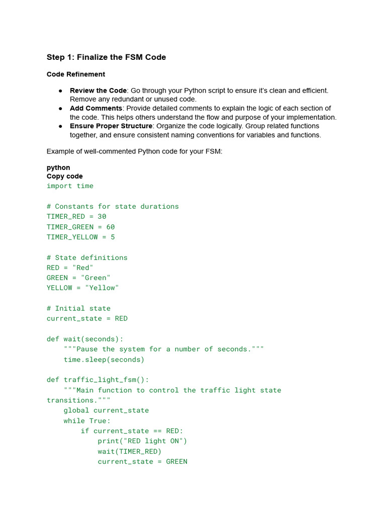 Traffic Light Controller Using Fsm Pdf Documentation Python