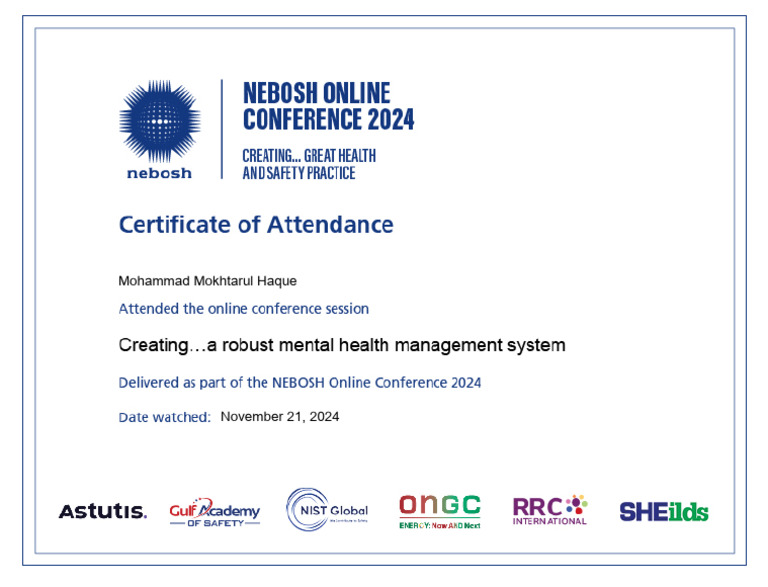 Certificate - A Robust Mental Health Management Systems | PDF