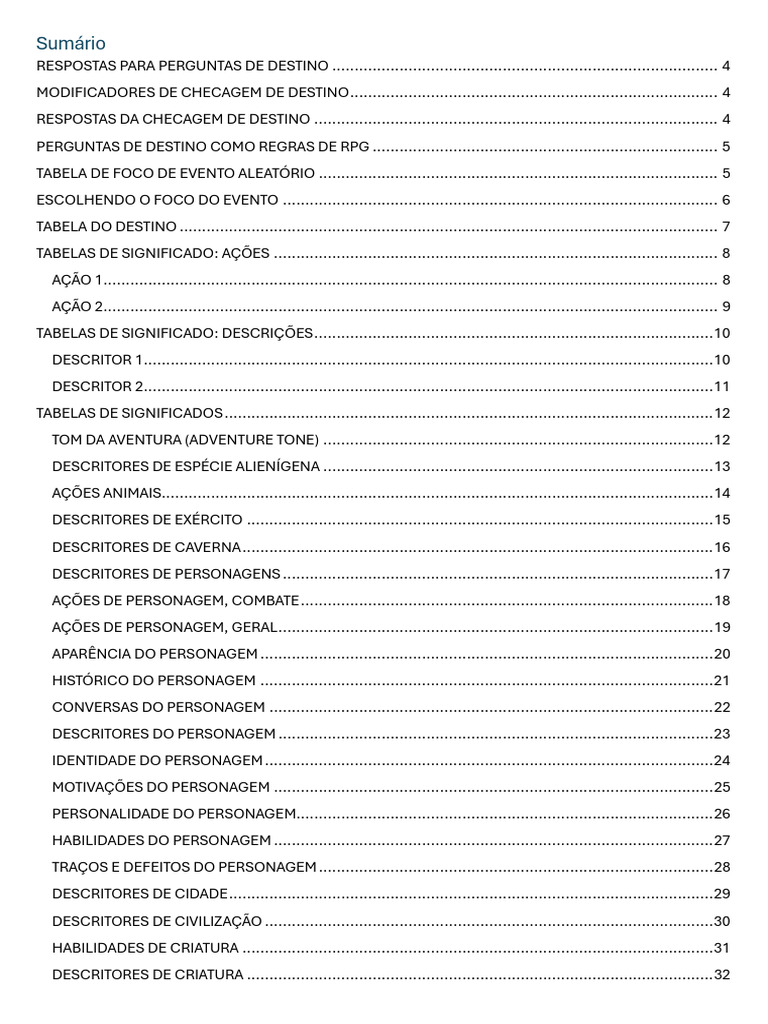 Tabelas Mythic | PDF | Jogos de RPG