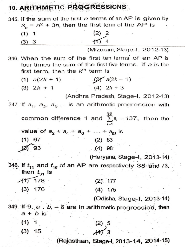 Arithmetic Progressions | PDF | Mean | Mathematics