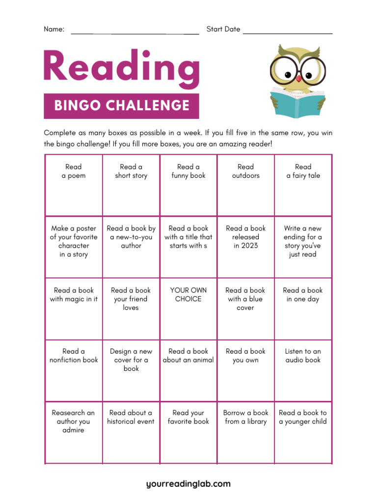 Weekly Reading Bingo Challenge | PDF