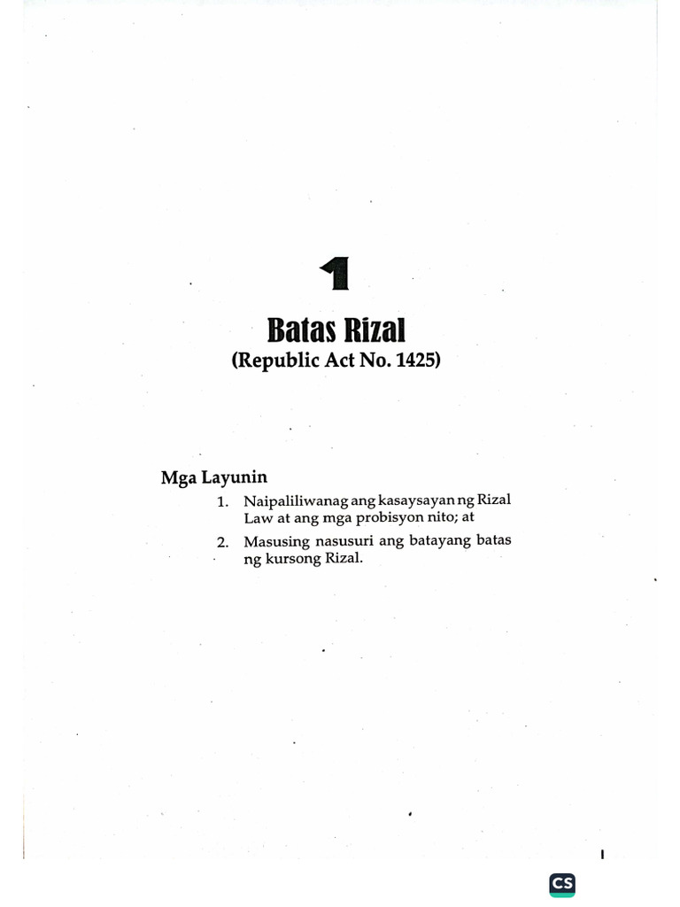 Lesson 01 BATAS RIZAL | PDF