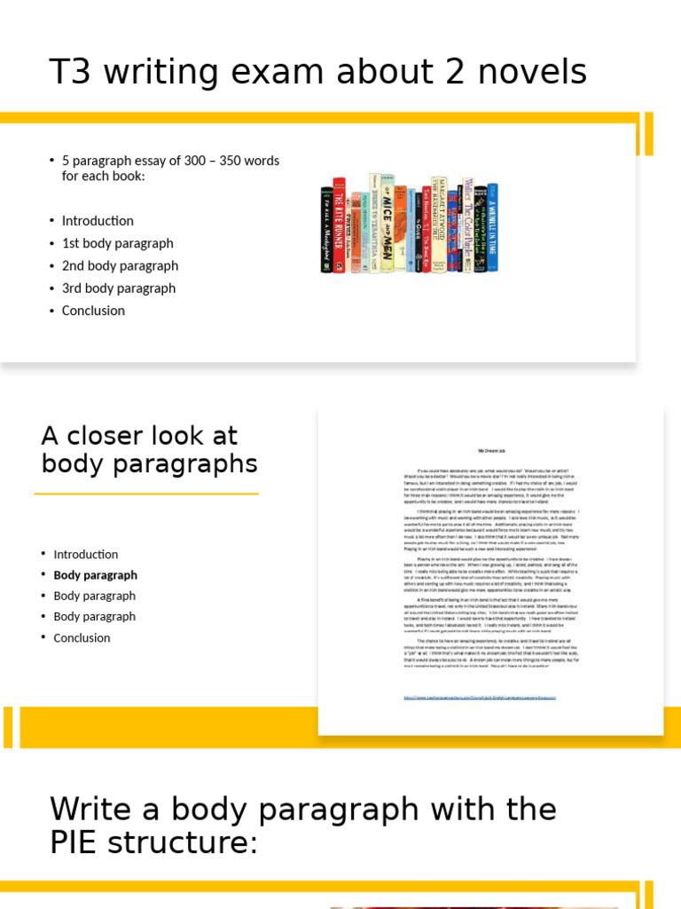 Writing Exam Guide for Two Novels | PDF | Novels | English Language Novels