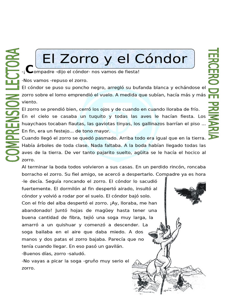 Ficha El Zorro y El Cóndor para Tercero de Primaria | PDF
