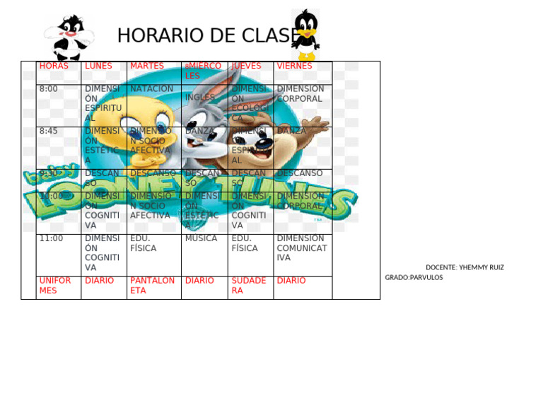 HORARIO PARVULOS | PDF