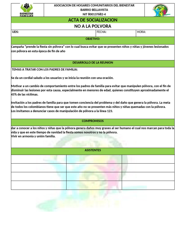 ACTA NO A LA POLVORA | PDF