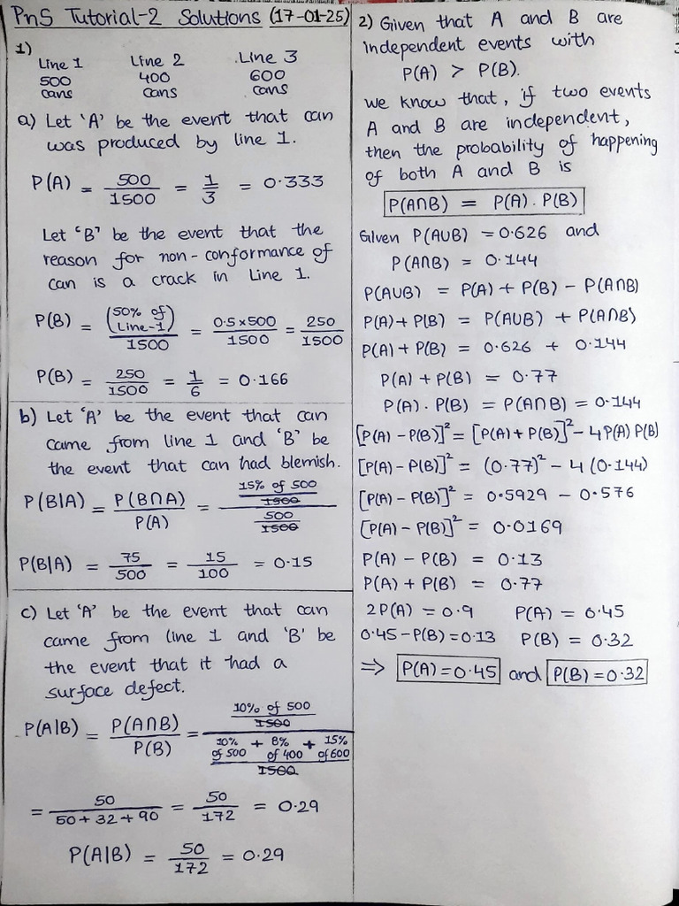 PnS Tut - 02 Solutions | PDF