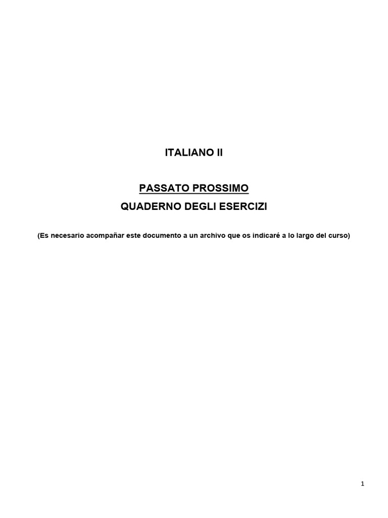 Ej Passato Prossimo | PDF