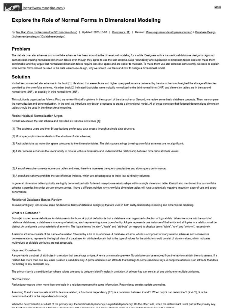 Explore The Role of Normal Forms in Dimensional Modeling | PDF ...