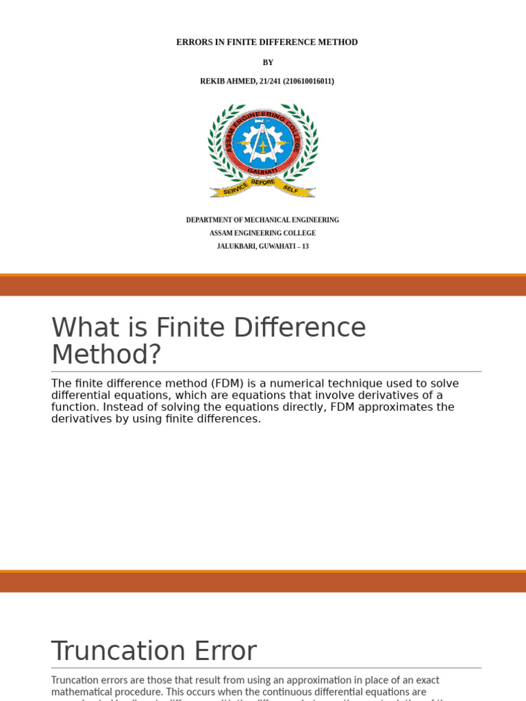 Errors in Finite Difference Method | PDF