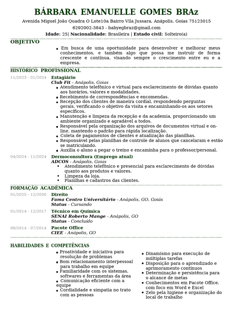 Bárbara Emanuelle Currículo | PDF