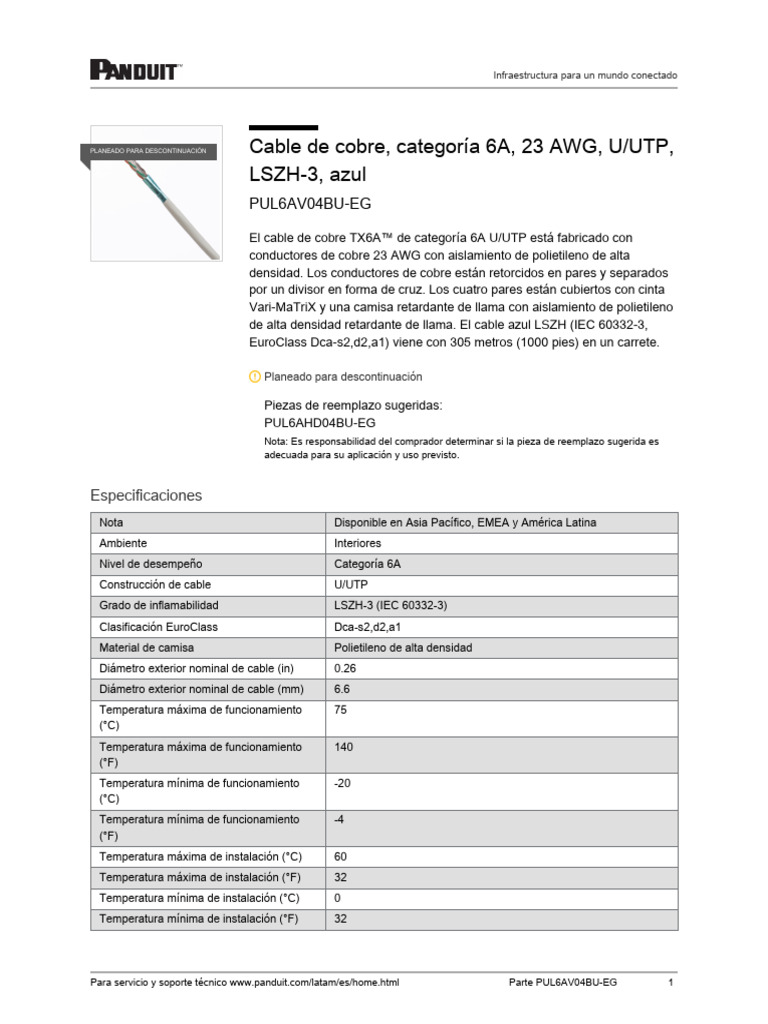 3. PANDUIT PUL6AV04BU-EG | PDF | Cobre