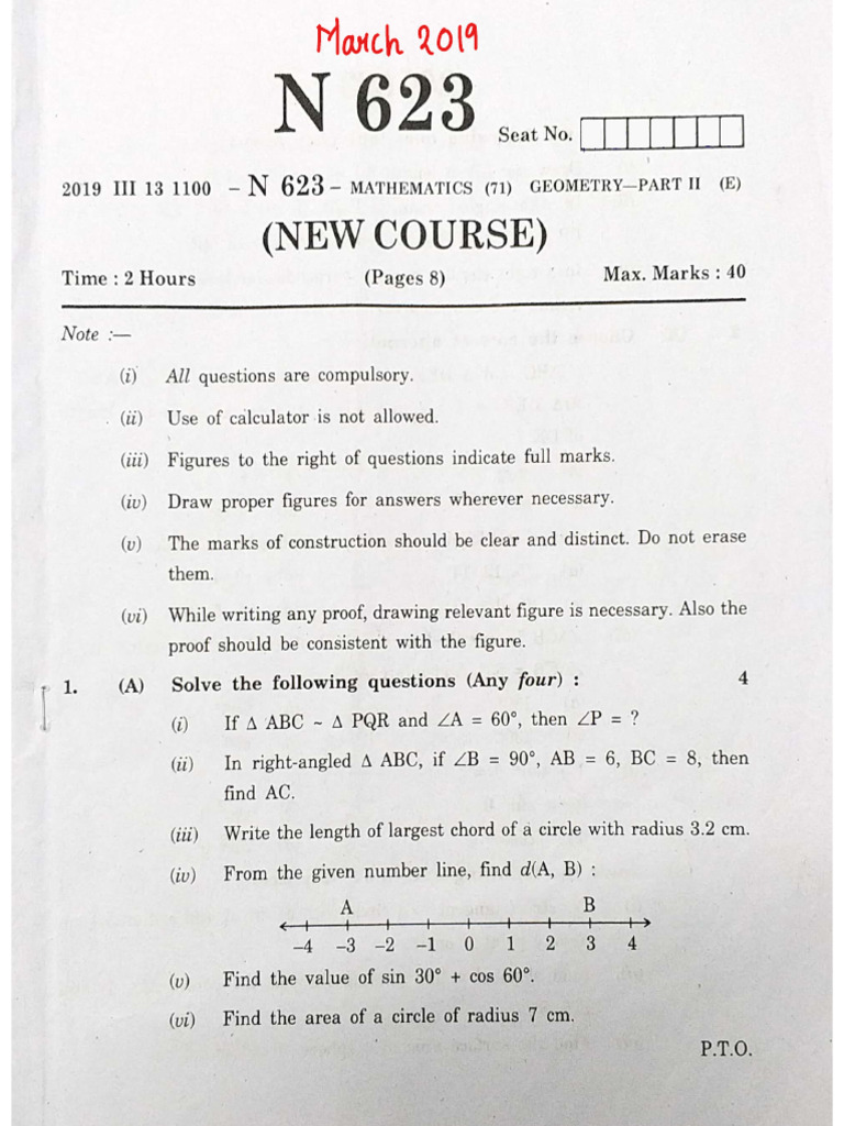 2019 - 2014 Geometry PYQs | PDF | Circle | Sphere