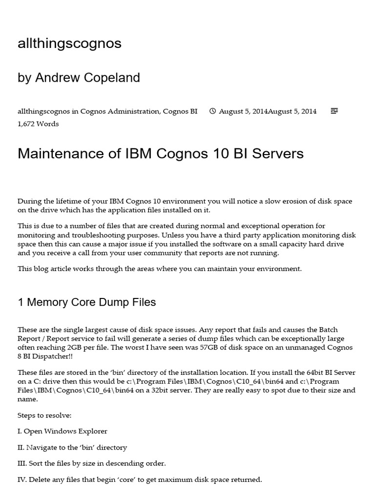 Maintaining IBM Cognos 10 Servers | PDF | Computer File | Directory ...
