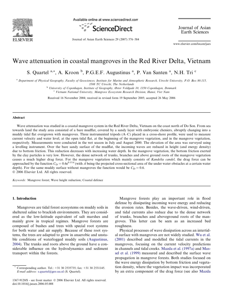 Wave Attenuation in Red River Delta Mangroves | PDF | Mangrove | River ...
