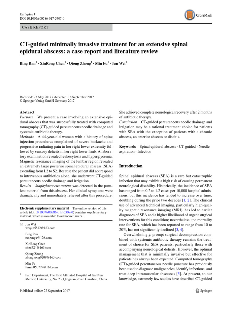 CT Guided Minimally Invasive Treatment For An Extensive Spinal Epidural ...