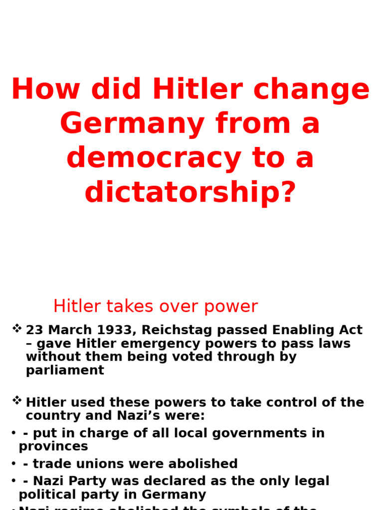 How Did Hitler Change Gemany To A Dicactorship | PDF | Weimar Republic ...