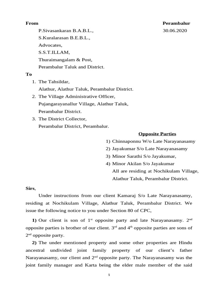 Kamaraj Notice | PDF | Common Law | Justice