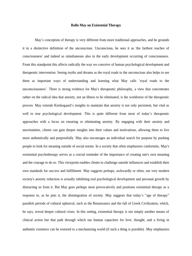 Rollo May On Existential Therapy Thoughtpaper | PDF | Psychotherapy ...