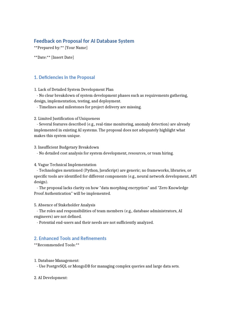 AI Database System Feedback | PDF | Artificial Intelligence | Intelligence (AI) & Semantics