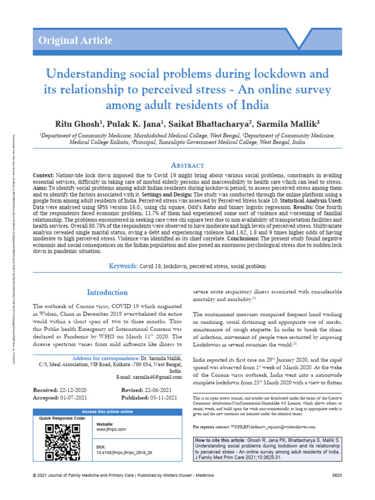 Understanding social problems during lockdown | PDF | Anxiety | Mental ...