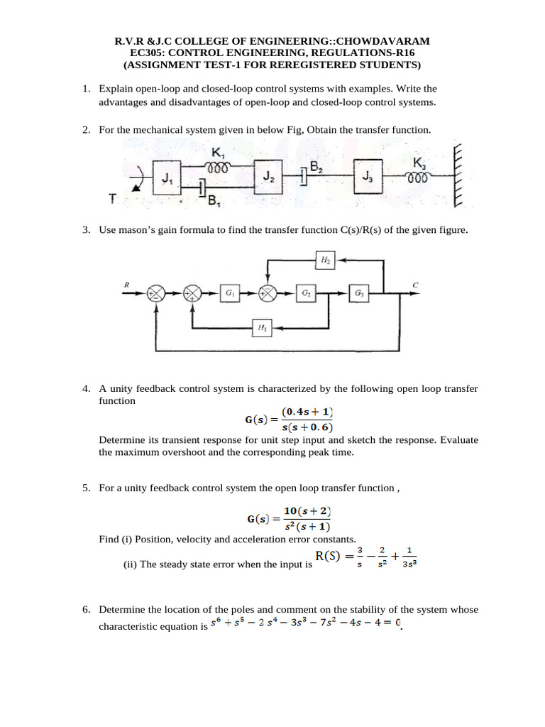 Ec305 Assignment-I Reregistered Students - r16 | PDF