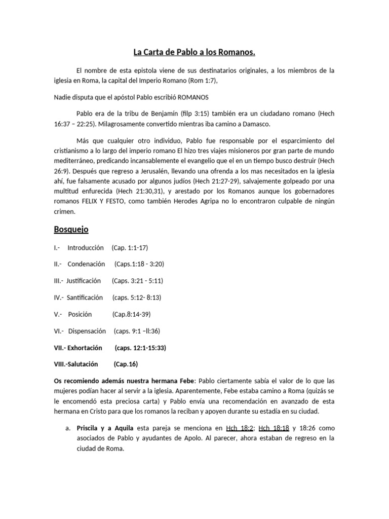 La Carta de Pablo a Los Romanos | PDF | Pablo el apóstol | Apóstol