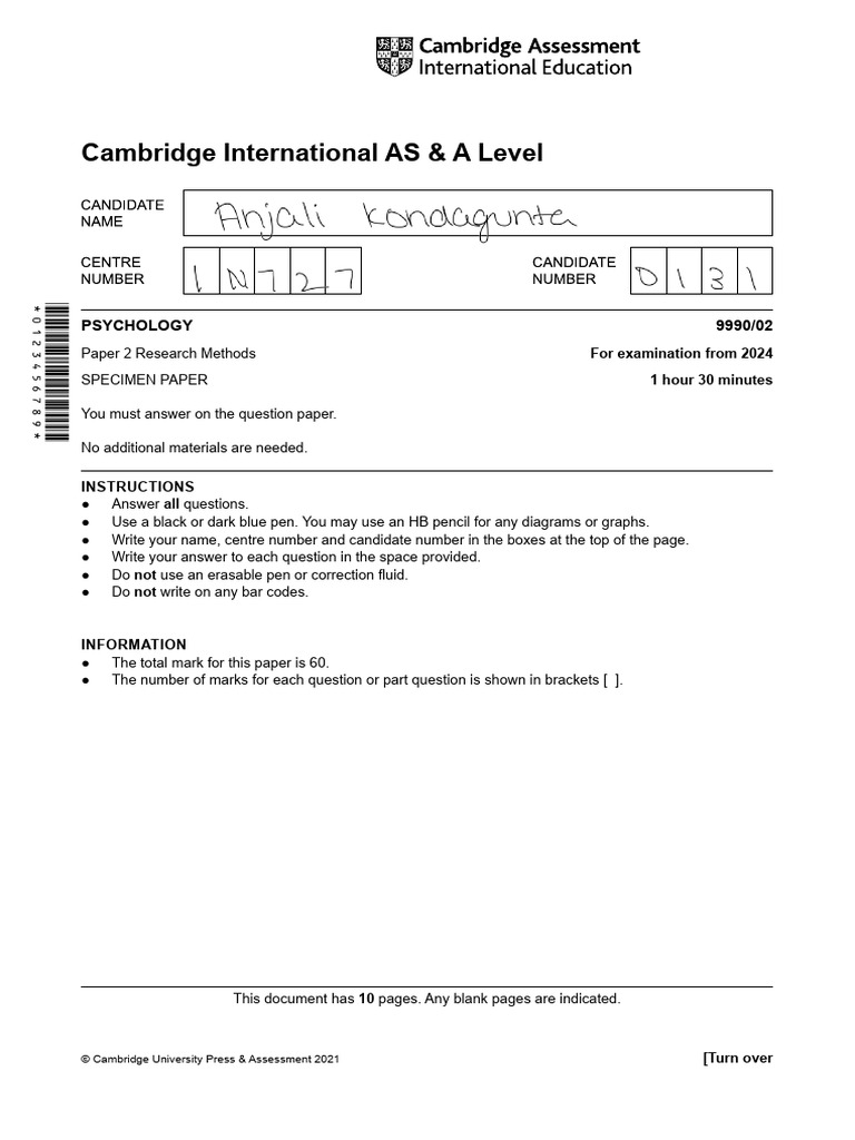 634535-2024-specimen-paper-2. | PDF | Sampling (Statistics)
