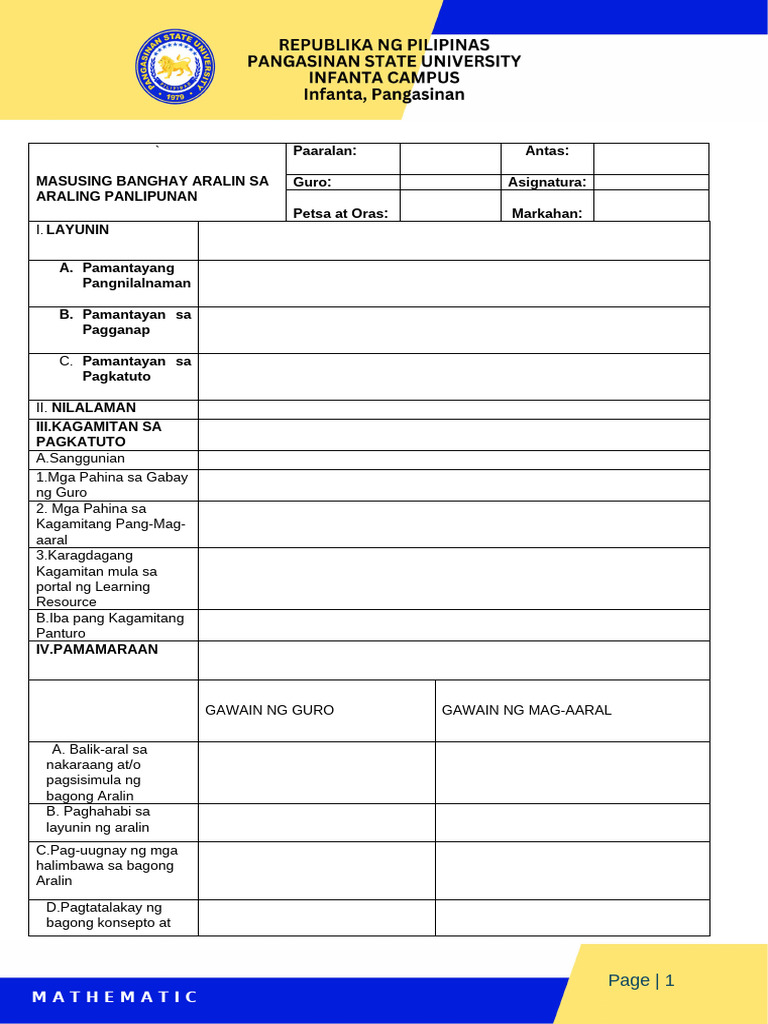 DLP TEMPLATE Tagalog | PDF