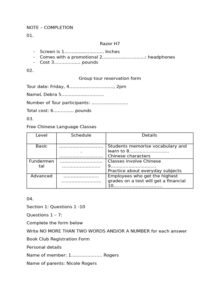 NOTE COMPLETION | PDF