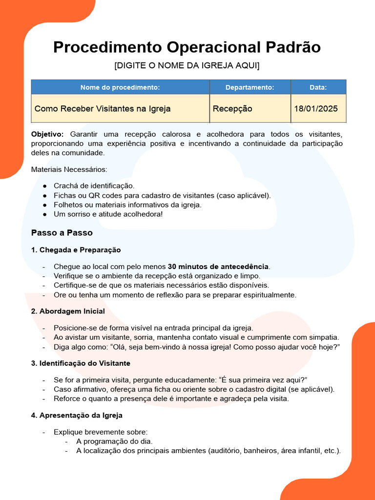 -MODELO- Procedimento Operacional Padrão (POP) | PDF