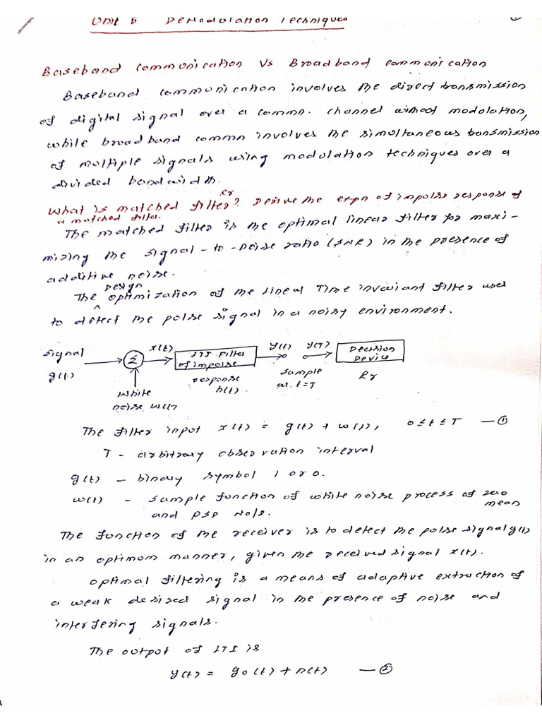 EC3491 CS Unit 5 Demodulation Techniques | PDF