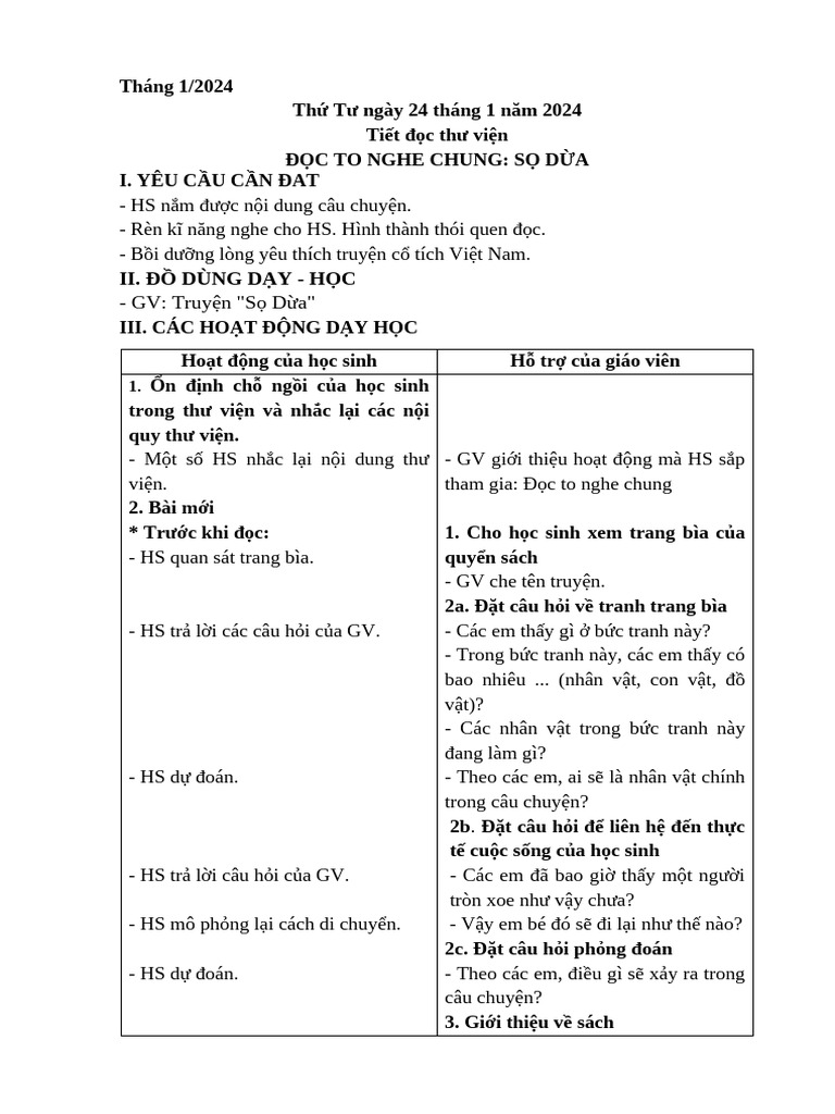 KHBD Tiet Doc Thu Vien Khoi 1 NH 23-24 07cdb | PDF