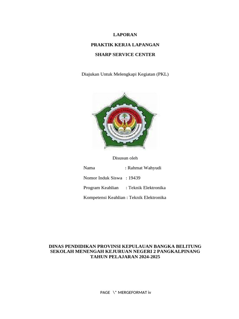 Laporan PKL di Sharp Service Center | PDF